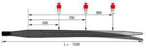 49" long 3,000 lb rated Bale Spear Tine (CONUS-2) - Messer Attachments
